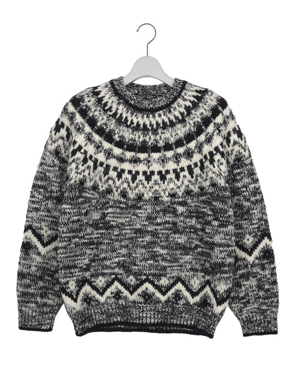 BATONER / Men MOHAIR NORDIC CREW NECK / BN-25FM-063 – satoseni online store /サトウセンイオンラインストア